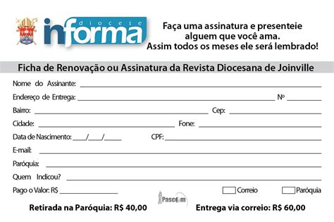 Blog Pascom Ficha De Assinatura Ou Renovação Da Revista Diocese Informa