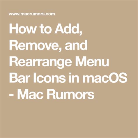 How To Add Remove And Rearrange Menu Bar Icons In MacOS Mac Rumors Menu Apple Menu Icon