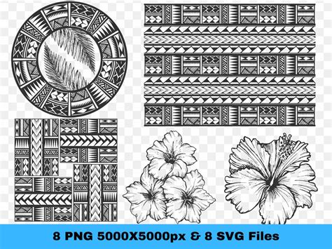 Polynesian Tribal With Svg And Png Graphic Bundle Tropical Etsy