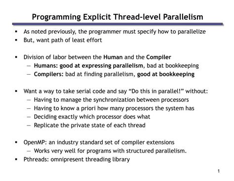Ppt Programming Explicit Thread Level Parallelism Powerpoint