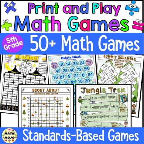 5th Grade Math Games Fifth Grade Math Centers Print And Play Games By