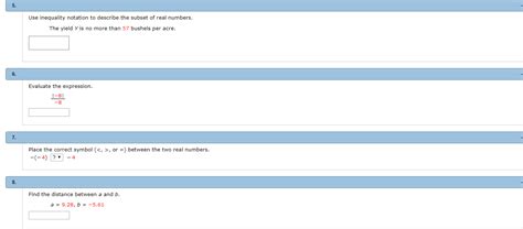 Solved Use Inequality Notation To Describe The Subset Of