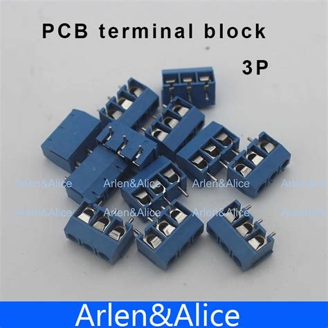 500 Pcs 3 Pin Screw Blue PCB Terminal Block Connector 5mm Pitch In Terminals From Home