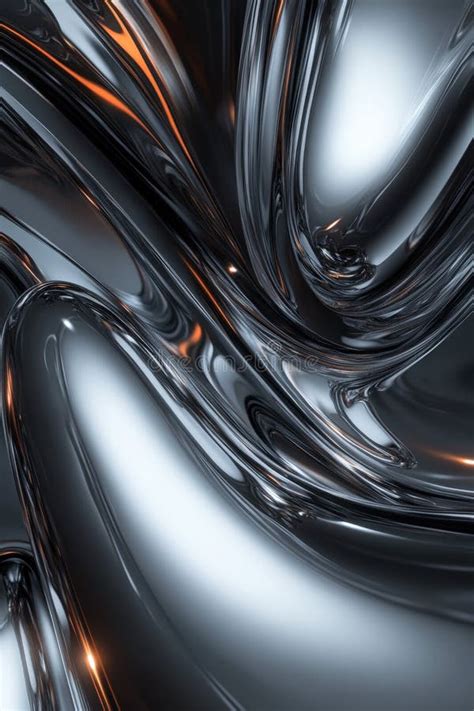 Futuristic Metallic Surface With Smooth Flowing Curves Reflecting Light Stock Illustration