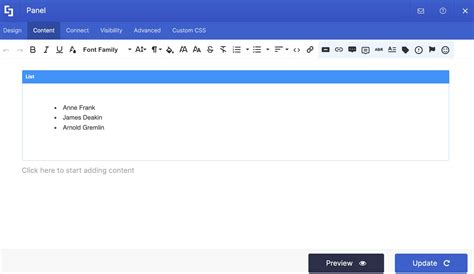 how to customize the panel design element in grid mode shortpoint support