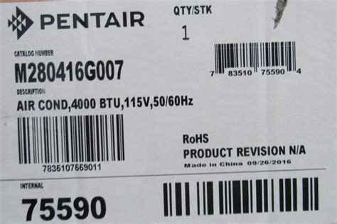 New Pentair M280416g007 Enclosure Air Conditioner 115v 3800 4000btu