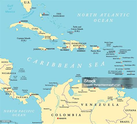 Caribbean Political Map Stock Illustration Download Image Now Map