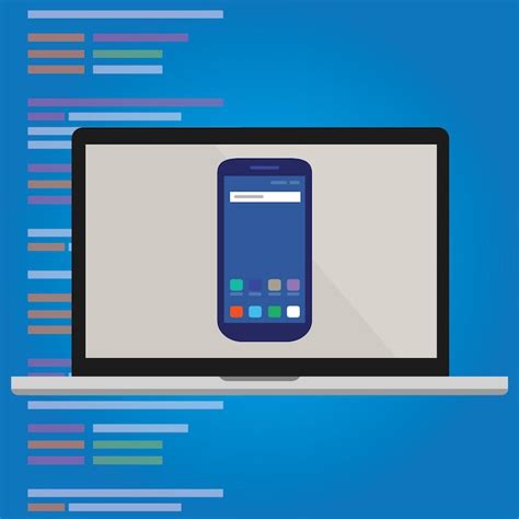 Premium Vector Emulator Smartphone On Laptop Computer Screen Mobile Application Programming