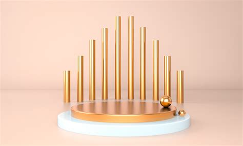 기하학적 모양의 3d 렌더링 스튜디오 바닥에 연단 제품 프레젠테이션을 위한 플랫폼 모의 백그라운드 3차원 형태에 대한 스톡 사진 및 기타 이미지 Istock