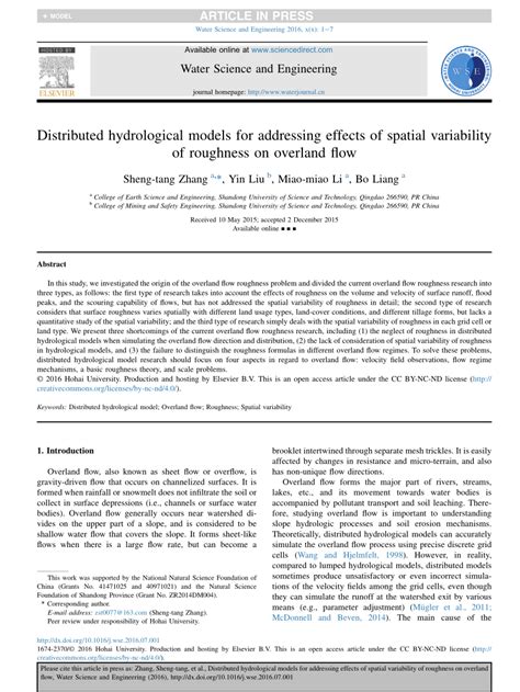 Pdf Distributed Hydrological Models For Addressing Effects Of Spatial