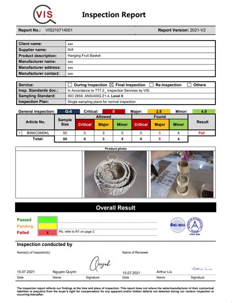 Sample Report Vis Quality Control Master