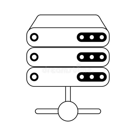 Database Servers Technology Symbol In Black And White Stock Vector Illustration Of