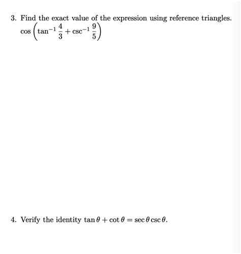 Solved Find The Exact Value Of The Expression Using Chegg