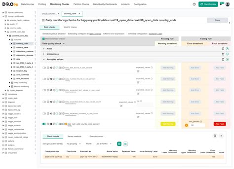 how to validate accepted values in columns