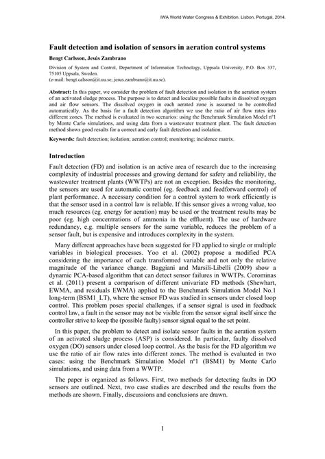 pdf fault detection and isolation of sensors in aeration control systems