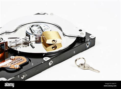 Computer Hard Drive With Lock Taken Closeup Stock Photo Alamy