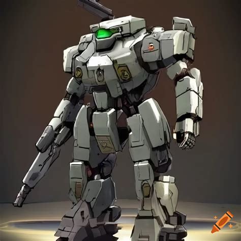 Military Mecha With Gunmetal Color Scheme And Bulky Armor In Anime