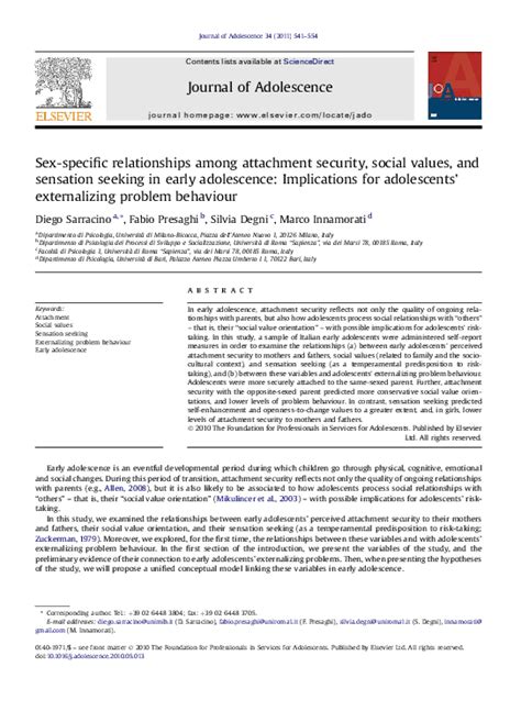 Pdf Sex Specific Relationships Among Attachment Security Social