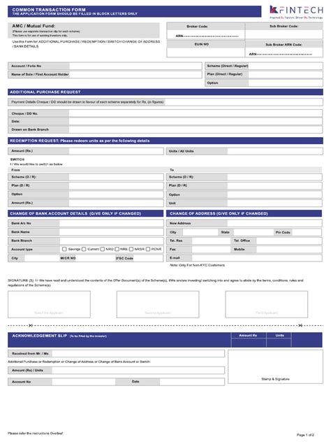 Common Transaction Form New Pdf