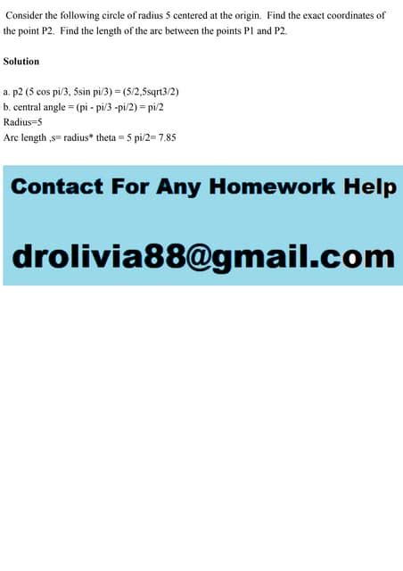 consider the following circle of radius 5 centered at the origin fi pdf