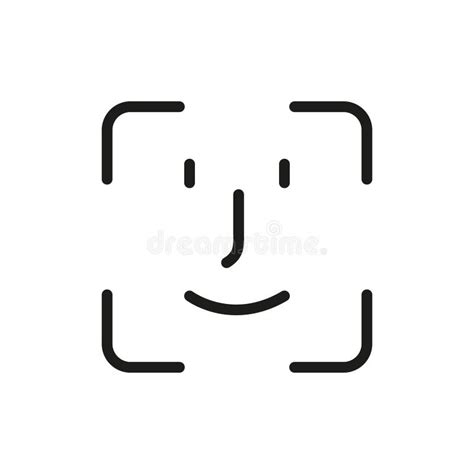 Scan Face Id Line Icon Facial Recognition Linear Pictogram Stock