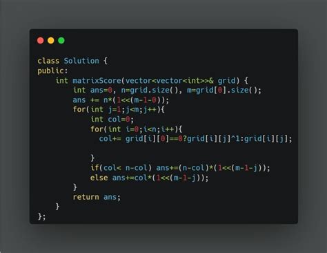 Leetcode Problem 861 Score After Flipping Matrix Dev Gupta Posted On