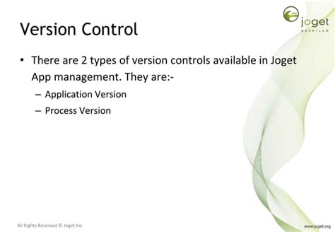 joget workflow v6 training slides 12 version control ppt