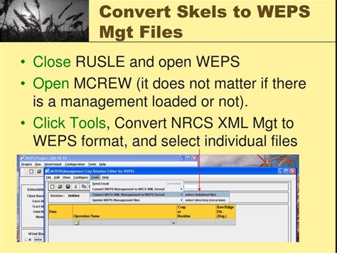 ppt convert rusle mgt to weps skel files and update mgt data files