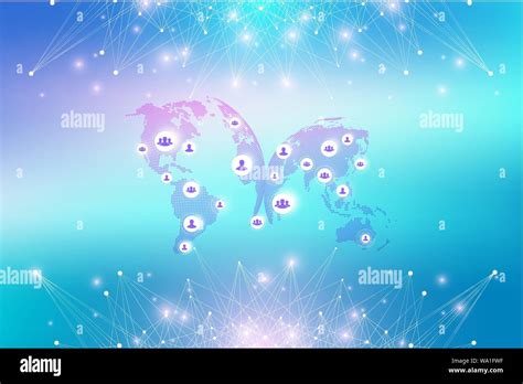 Global Network Connection Geometric Abstract Background With Connected Line And Dots Network