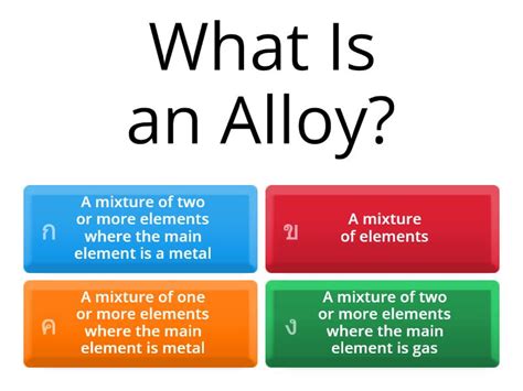 Chapter 81 Alloy Example Of Some Commonly Used Alloys Quiz
