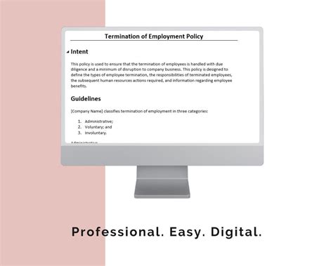Employee Termination Policy ǀ Employee Release ǀ Editable HR Template ǀ Human Resources Forms ǀ