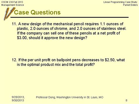 oscm 230 fall 2013 management science linear programming