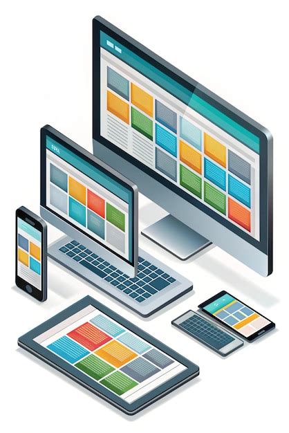 Isometric Vector Illustration Of Responsive Design Concept For Web Development Premium Ai