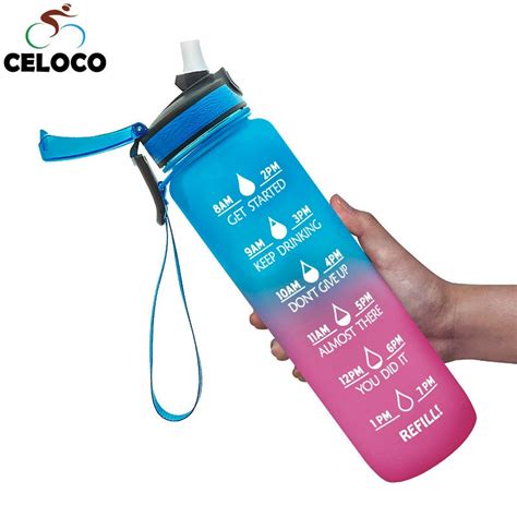 빨대 트라이탄 Bpa가 있는 1l 물병 스포츠 야외 사이클링 캠핑 컵 32 온스 마시는 병 넓은 입 누수 방지자전거 물병 Aliexpress