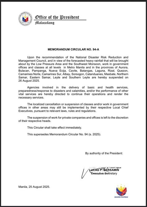 Memorandum Circular No 94 S 2025 Philippine Information Agency