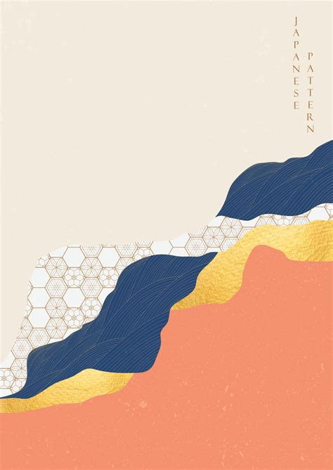 Japanese Pattern With Hand Drawn Line Wave Elements Vector Abstract Art Background With