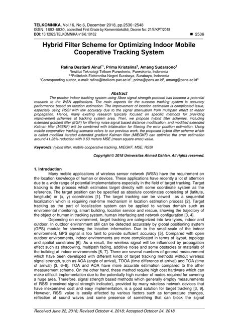 Pdf Hybrid Filter Scheme For Optimizing Indoor Mobile Cooperative Tracking System