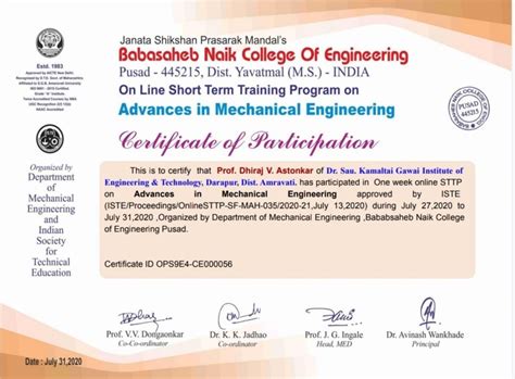 PDF Actively Participated In ISTE Approved One Week Online STTP On Advances In Mechanical