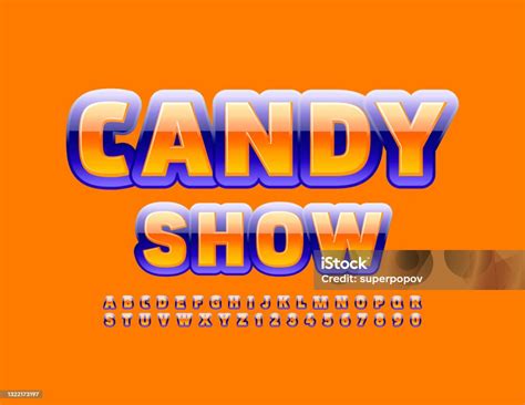 벡터 밝은 전단지 사탕 쇼 알파벳 문자와 숫자의 창조적 인 세트 공연에 대한 스톡 벡터 아트 및 기타 이미지 공연 공휴일