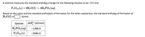 A Scientist Measures The Standard Enthalpy Change For Chegg Com