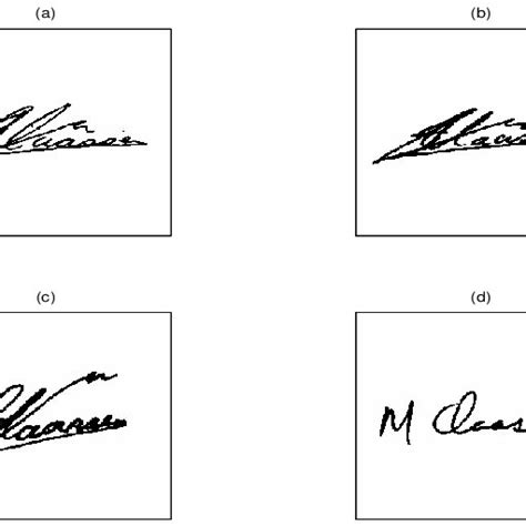 A Sample Signature B Genuine Test Signature C Skilled Forgery D Download Scientific