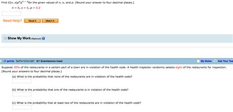Solved Find C N X P Q For The Given Values Of N X And Chegg Com