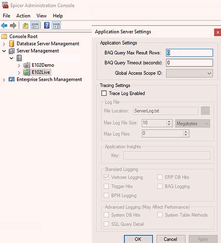 Application Server Log Settings Epicor Erp 10 Epicor User Help Forum