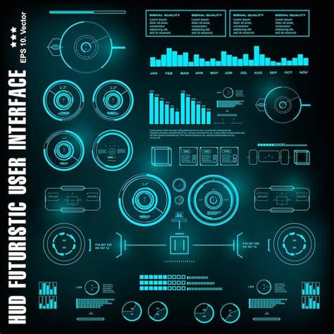 Premium Vector Hud Futuristic Blue User Interface Dashboard Display Virtual Reality Technology