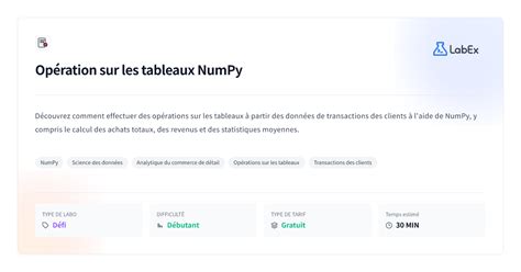 Opération Sur Les Tableaux Numpy Labex