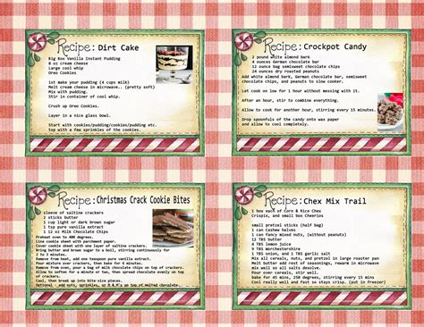 Printable Christmas Holiday Recipe Cards Digital Download Etsy