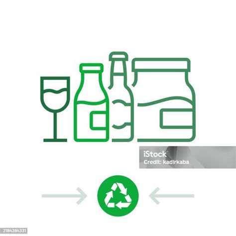 유리 폐기물 라인 아이콘입니다 개체 그룹 폐기물 관리 플라스틱 폐기물 금속 폐기물 생활 폐기물 종이 폐기물 감소에 대한 스톡 벡터 아트 및 기타 이미지 Istock
