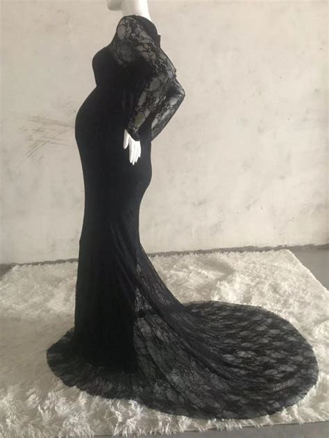 Elegant Maternity Gown Sex Lace Maxi Dress Pregnant Women Clothes