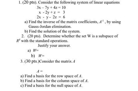 solved 1 20 pts consider the following system of linear