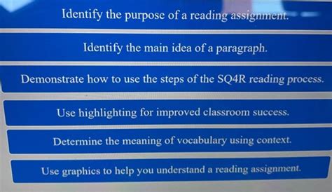 Solved Identify The Purpose Of A Reading Assignment Identify The